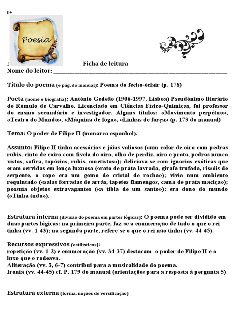 Poema Do Fecho Eclair - António Gedeão - p174 | PDF