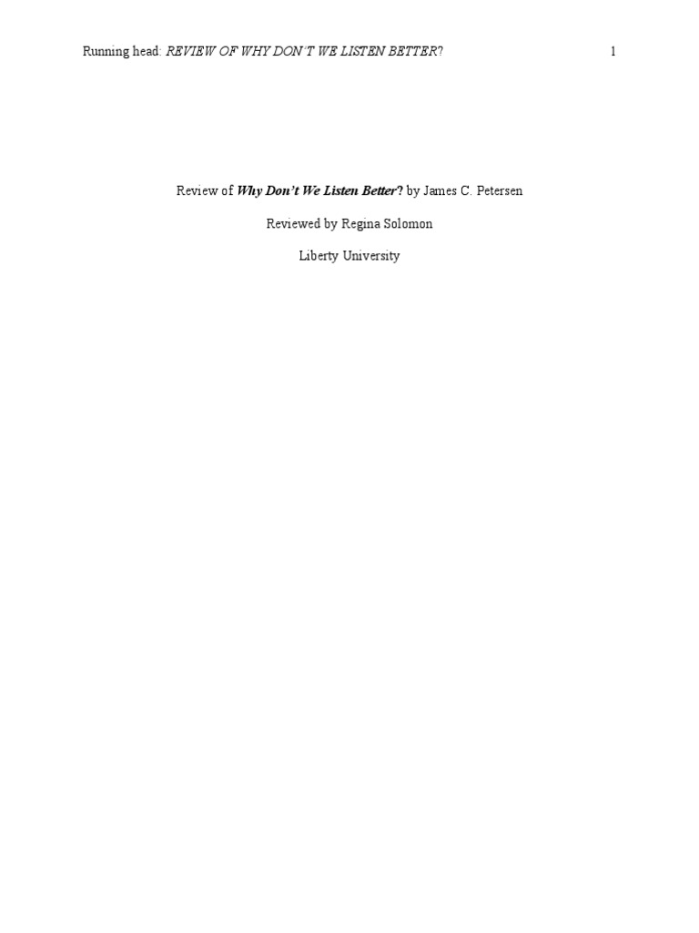 Review of "Why Don’t We Listen Better?" | PDF | Conversation ...