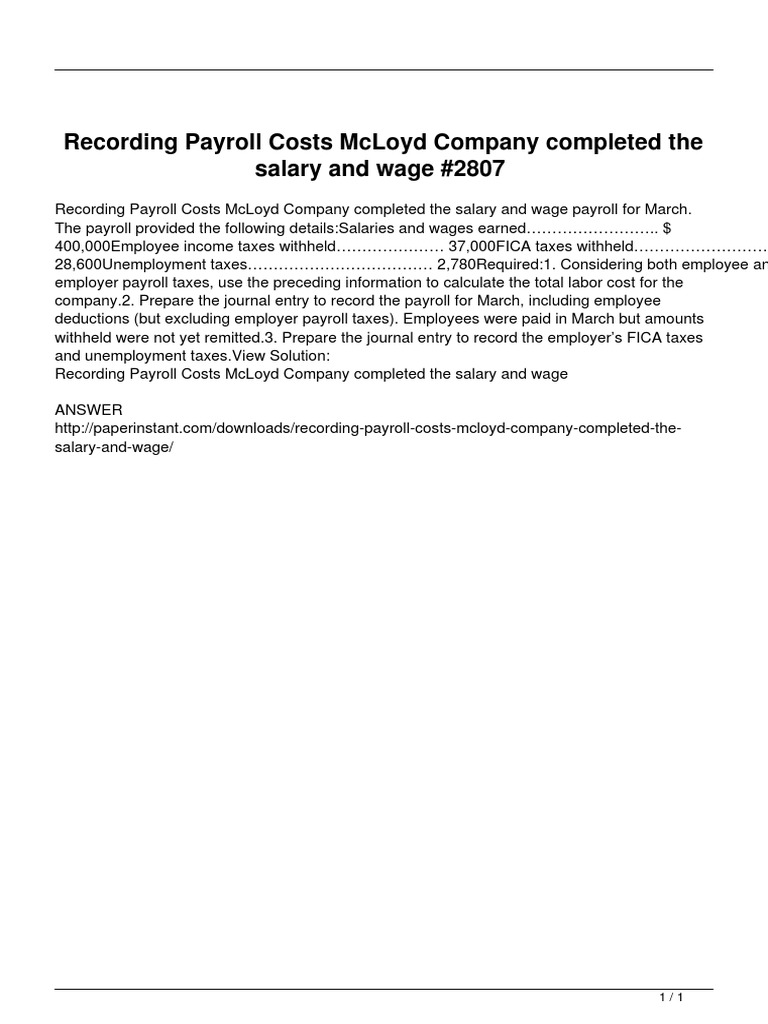 Payroll Journal Entries Guide | PDF
