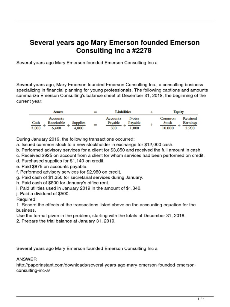 Several Years Ago Mary Emerson Founded Emerson Consulting Inc A | PDF ...