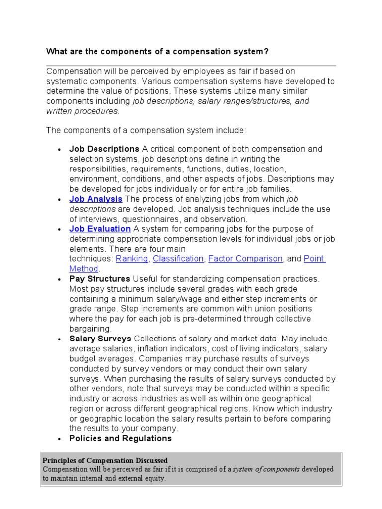 What Are The Components of A Compensation System | PDF | Employment ...