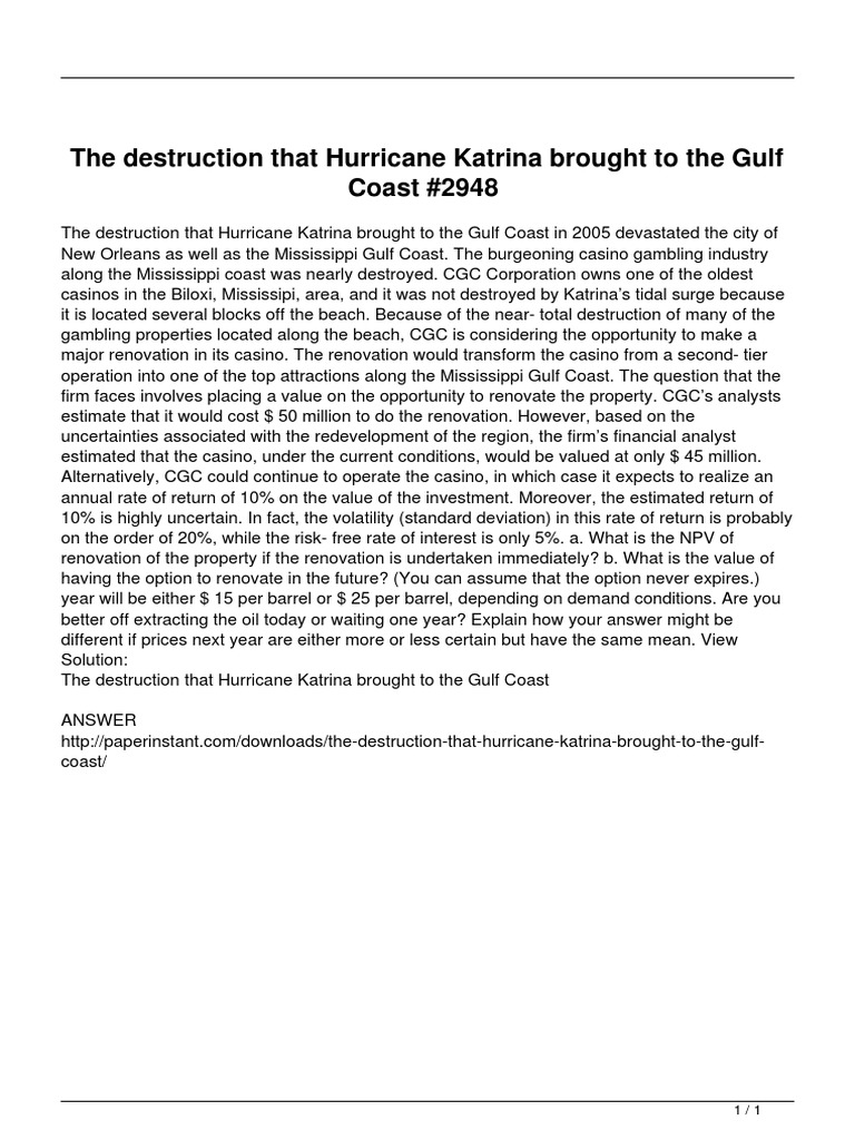 The Destruction That Hurricane Katrina Brought To The Gulf Coast | PDF ...
