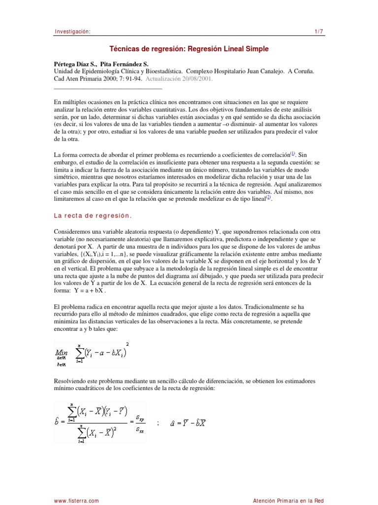 Regresion Lineal Simple | PDF | Regresión lineal | Análisis de regresión