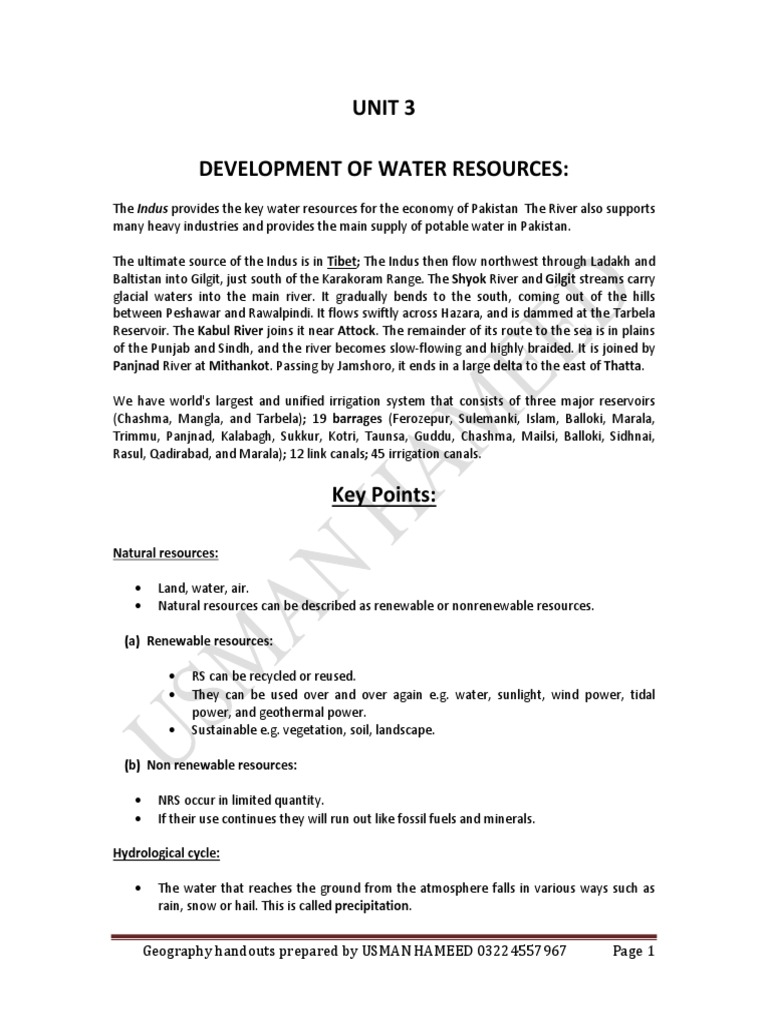 Unit 3 Development of Water Resources | PDF | Indus River | Water And ...