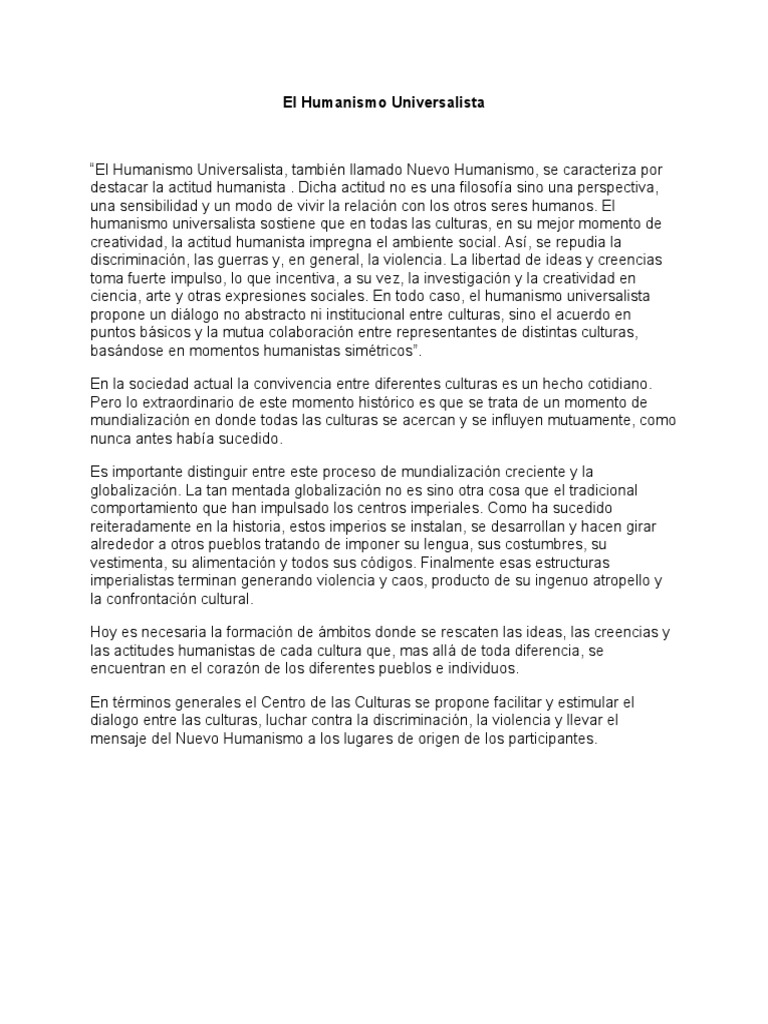 Humanismo Universalista | PDF
