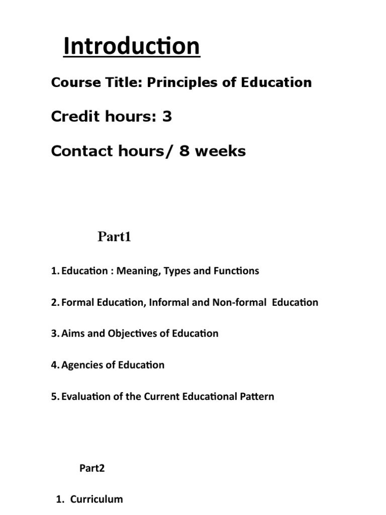 Part 1 Principles of Education | PDF | Goal | Teaching