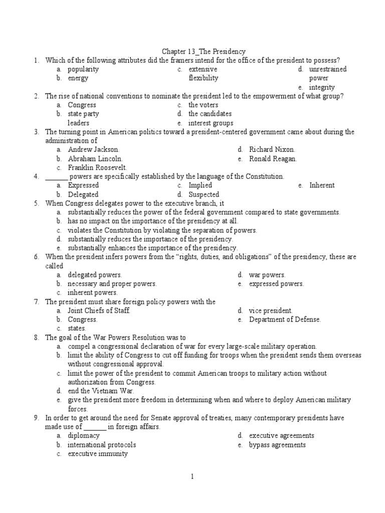 Presidential Powers and Responsibilities | PDF | Presidents Of The ...
