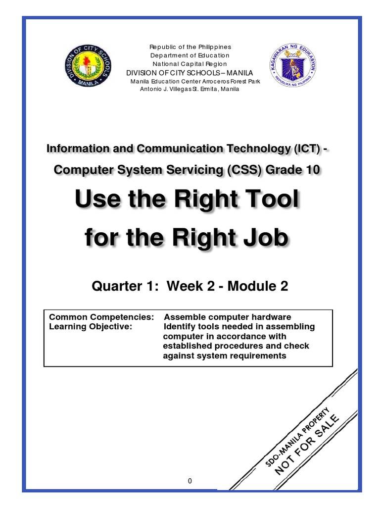 TLE-TE 10 - Q1 - W2 - Mod2 - ICT CSS | PDF | Screw | Electrostatic ...