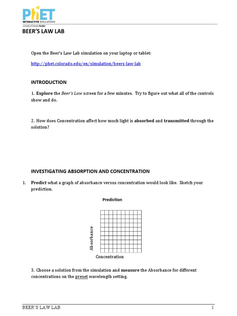 Beers Law Lab GuidedInquiry StudentHandout | PDF | Absorbance | Color