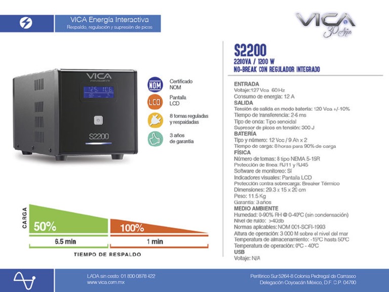Ficha Tecnica No Break Smart Vica S2200 LCD de 2200 VA | PDF