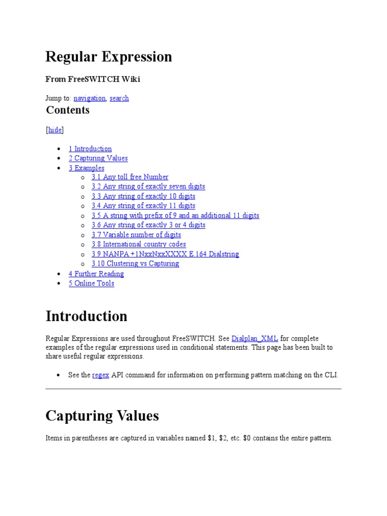 FreeSWITCH Regex Guide & Examples | PDF | Regular Expression | String ...