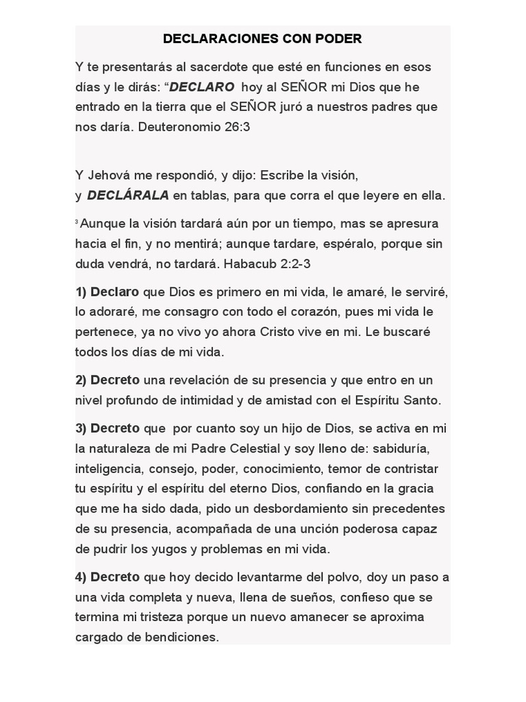 Declaraciones Con Poder | PDF | Cristo (título) | Dios