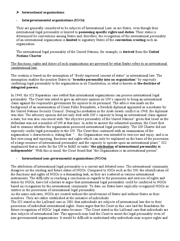 Intergovernmental Organizations (Igos) | PDF | International Law | Advisory Opinion