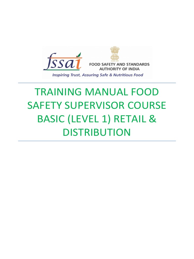 Training Manual Food Safety Supervisor Course Basic (Level 1) Retail ...