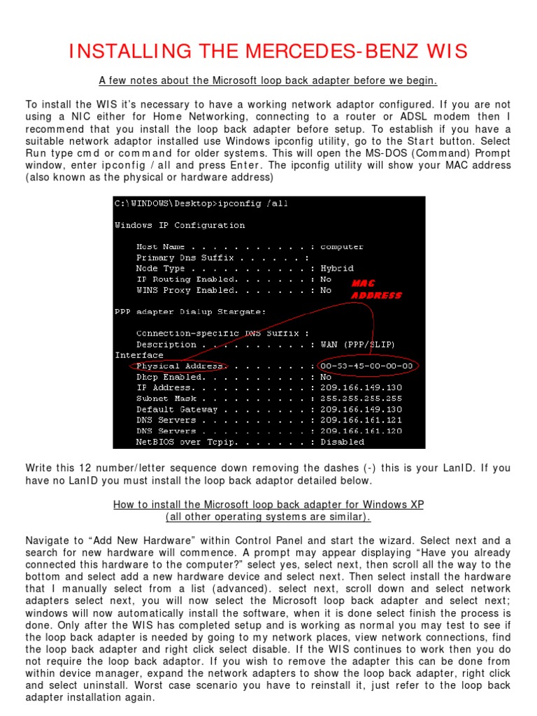 Installing The Mercedes-Benz Wis | PDF | Microsoft Windows | Network ...
