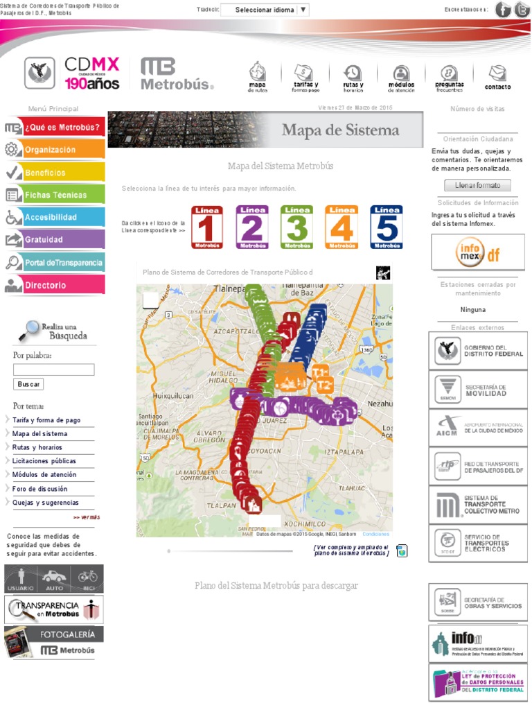 Metrobús - Ciudad de México - Mapa Principal Del Sistema | PDF ...