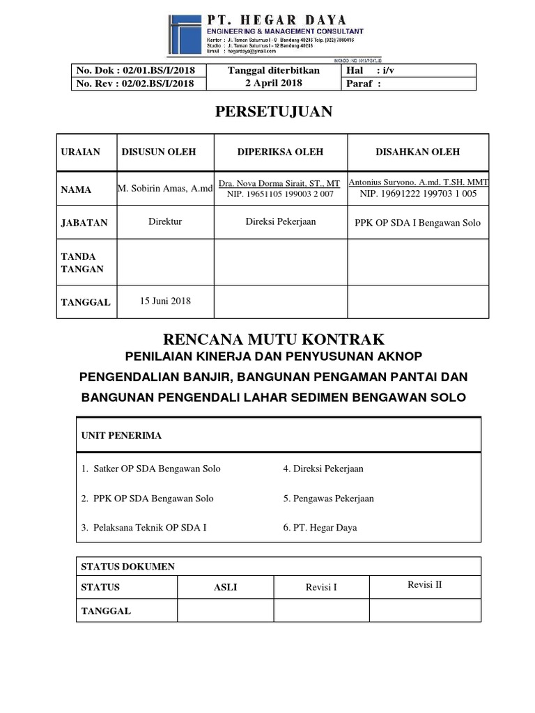 Rencana Mutu Kontrak | PDF