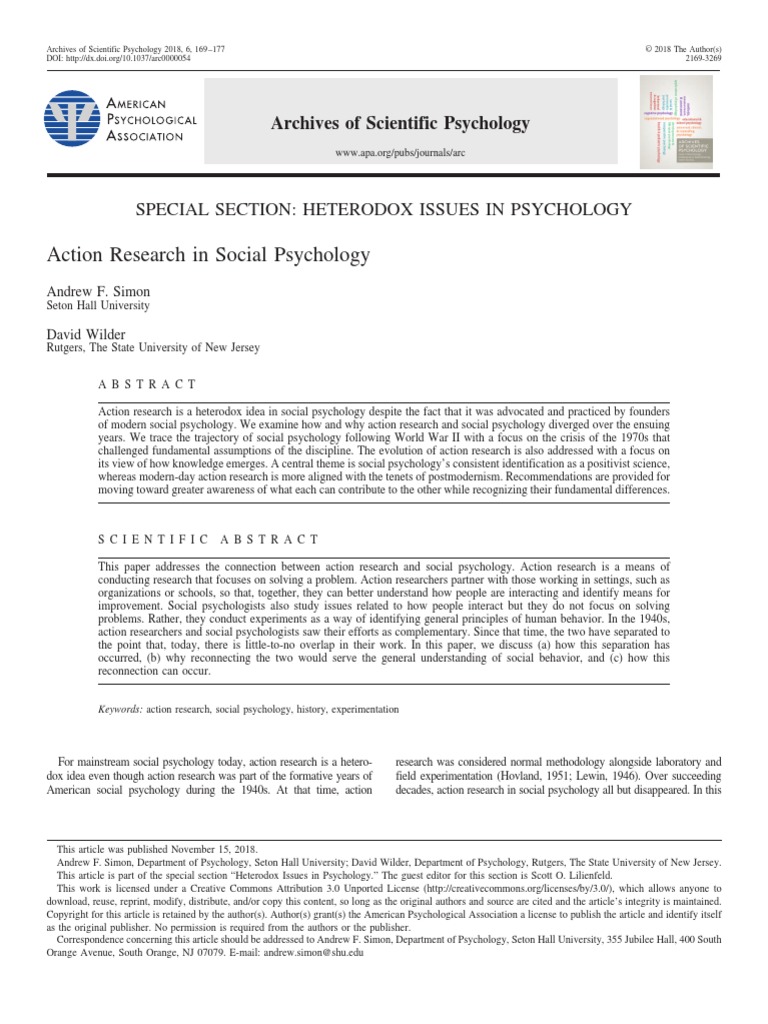 Action Research in Social Psychology | PDF | Action Research | Social ...