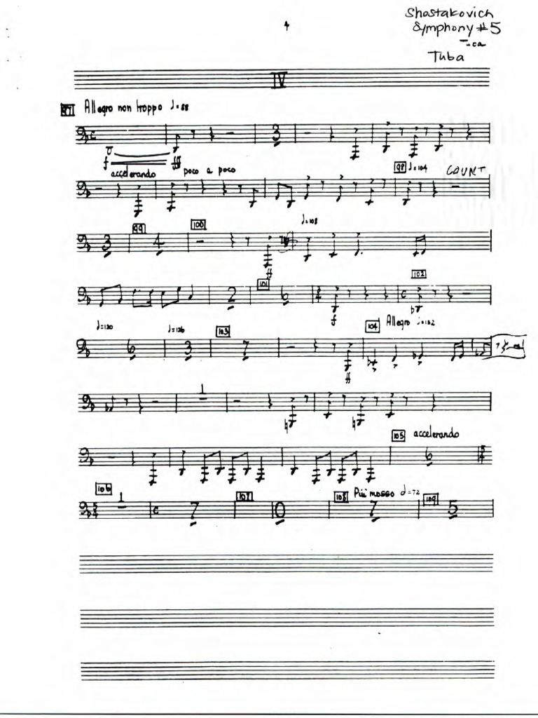 Shostakovich Symphony No.5 (4th MVT) Brass Tuba | PDF