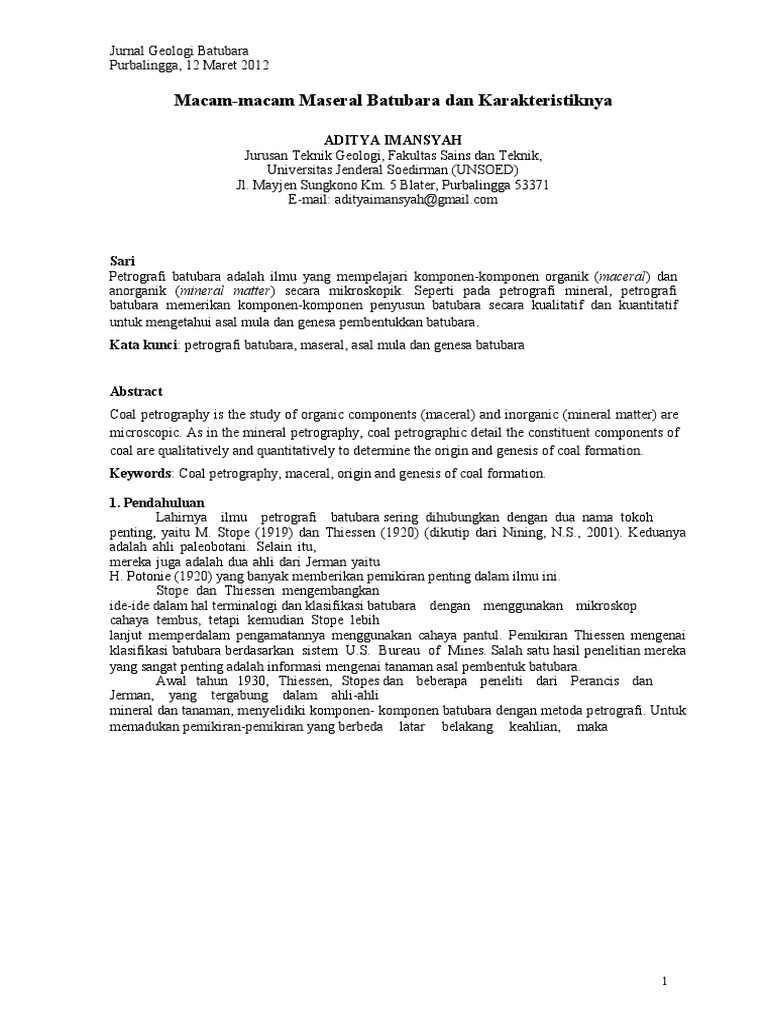 Macam Macam Maseral Batubara Dan Karakte | PDF