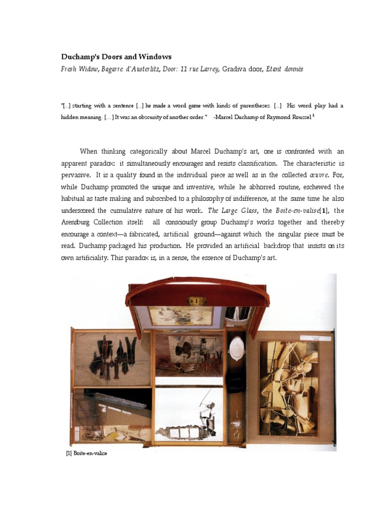 Duchamp's Doors and Windows: Fresh Widow, Bagarre D'austerlitz, Door ...