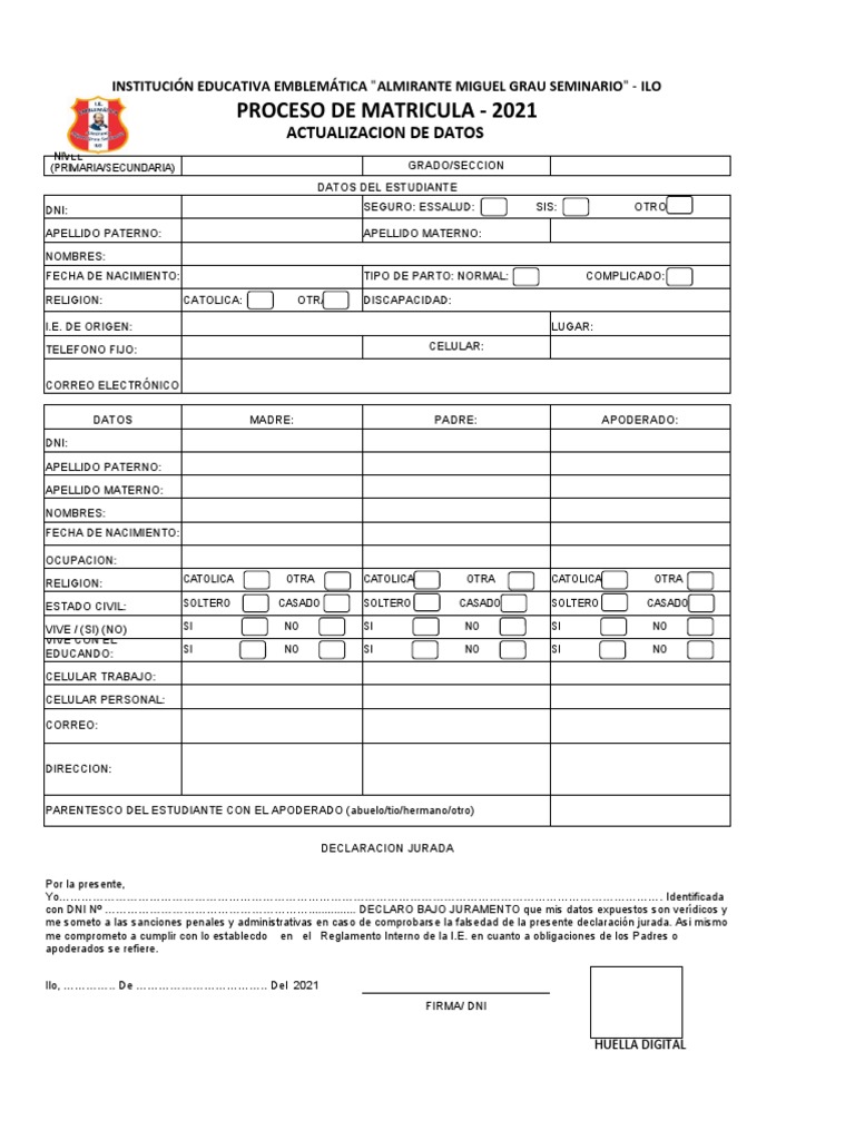 1 - Actualizacion de Datos de Matrícula | PDF | Gobierno y personalidad ...