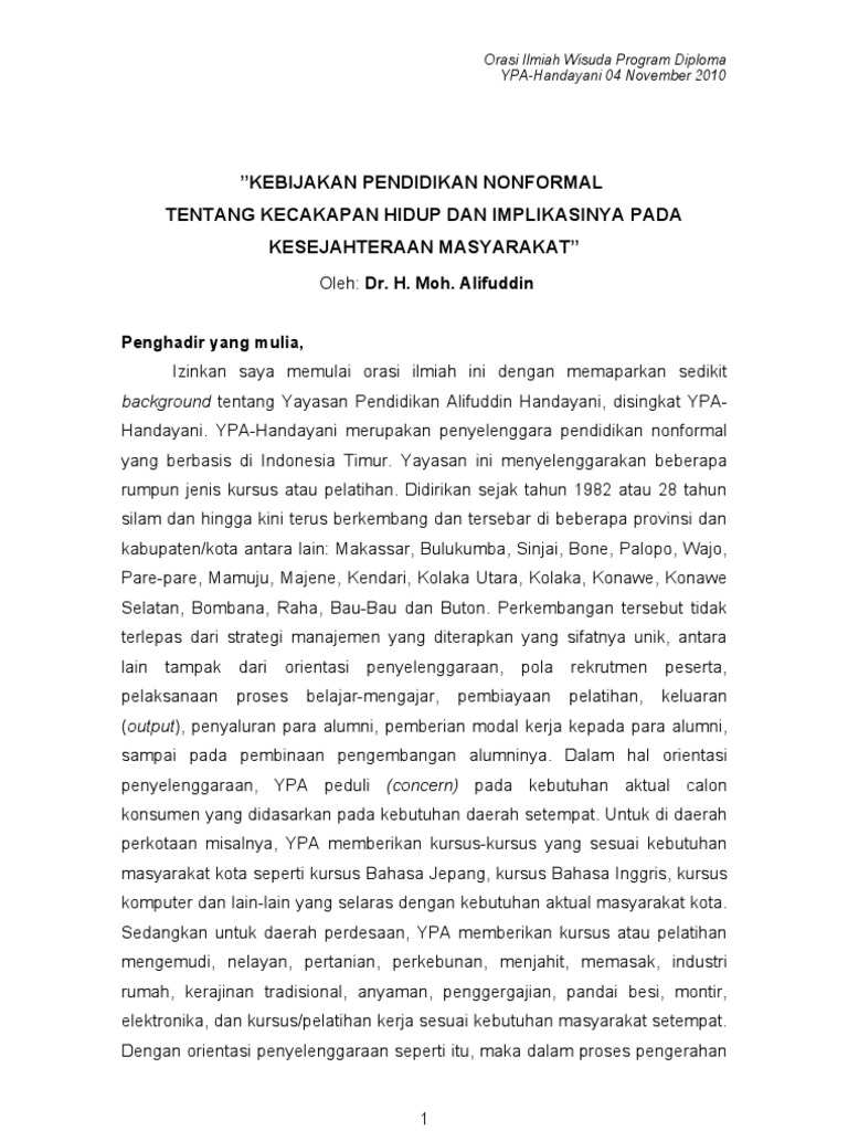 Kebijakan Pendidikan Nonformal | PDF | Bisnis