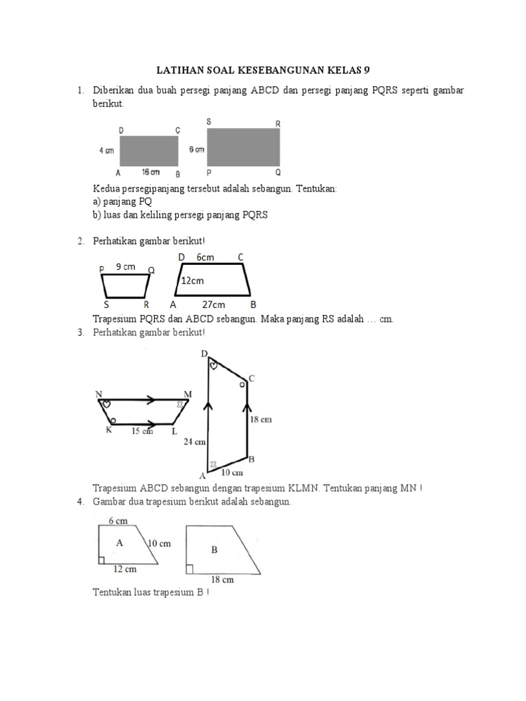 Latihan Soal Kesebangunan Kelas 9 | PDF