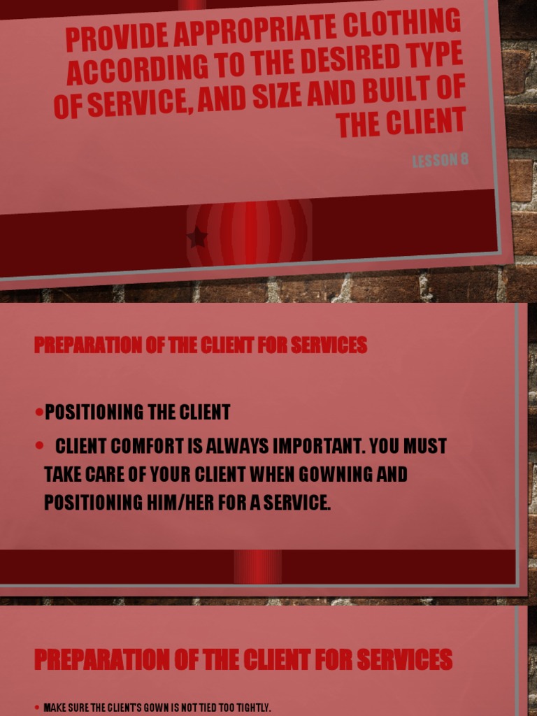 DAY 8.provide Appropriate Clothing According To The Desired Type of ...