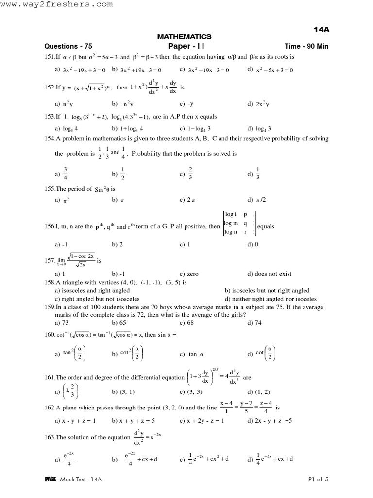 (WWW - Entrance-Exam - Net) - AIEEE Maths Sample Paper 3 | PDF | Circle ...