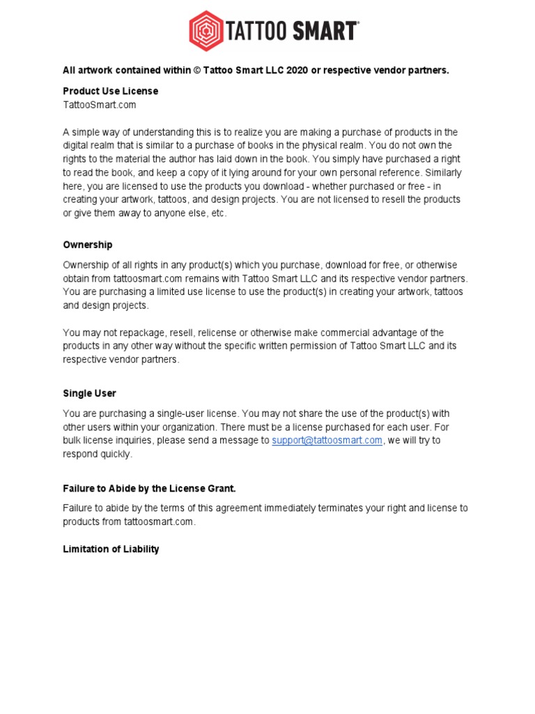 Tattoo Smart Product Use License | PDF | Damages | Punitive Damages