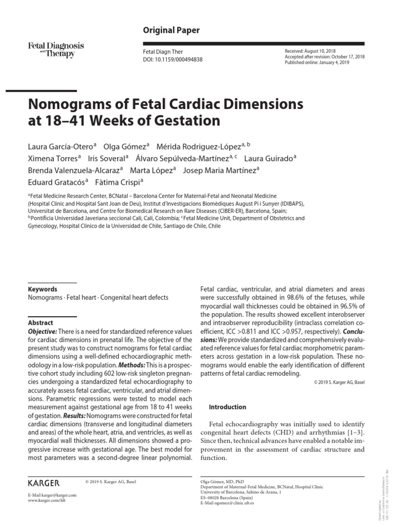 Nomograms of Fetal Cardiac Dimensions at 18-41 Weeks of Gestation | PDF ...