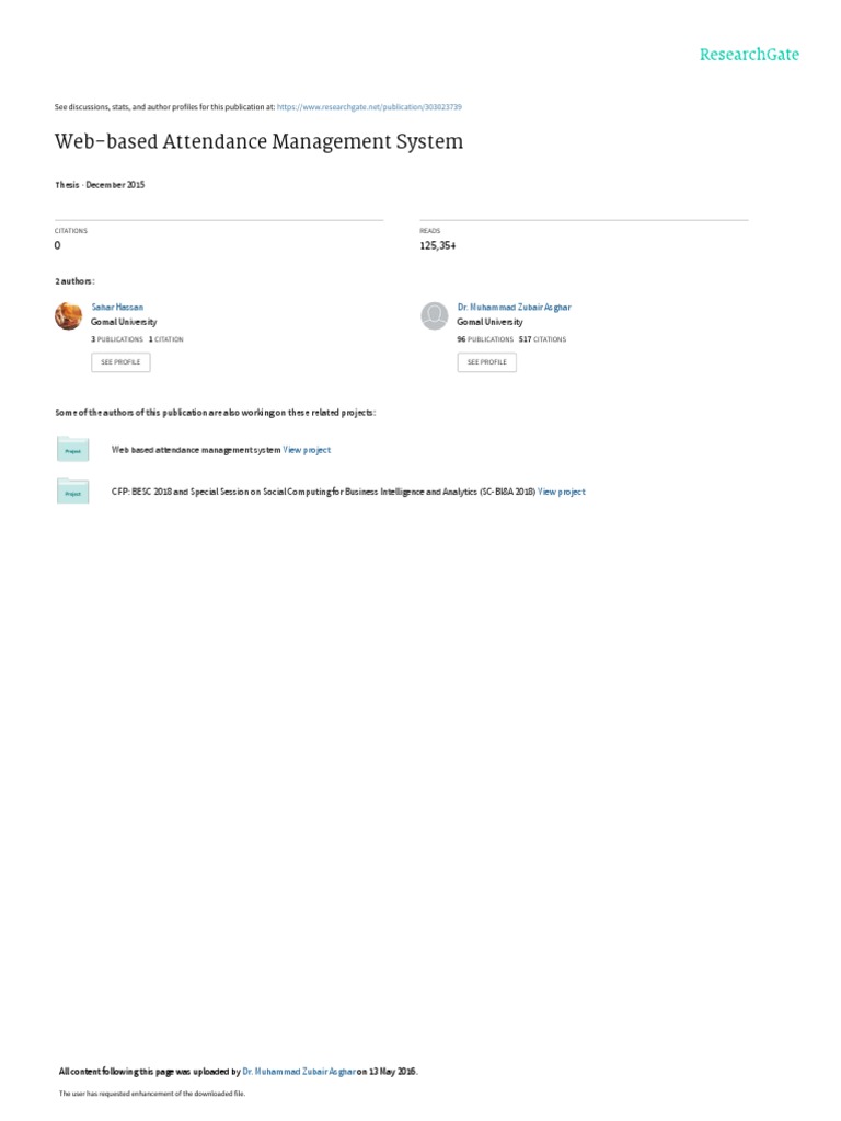 Web-Based Attendance Management System: December 2015 | PDF | Bootstrap (Front End Framework) | Php