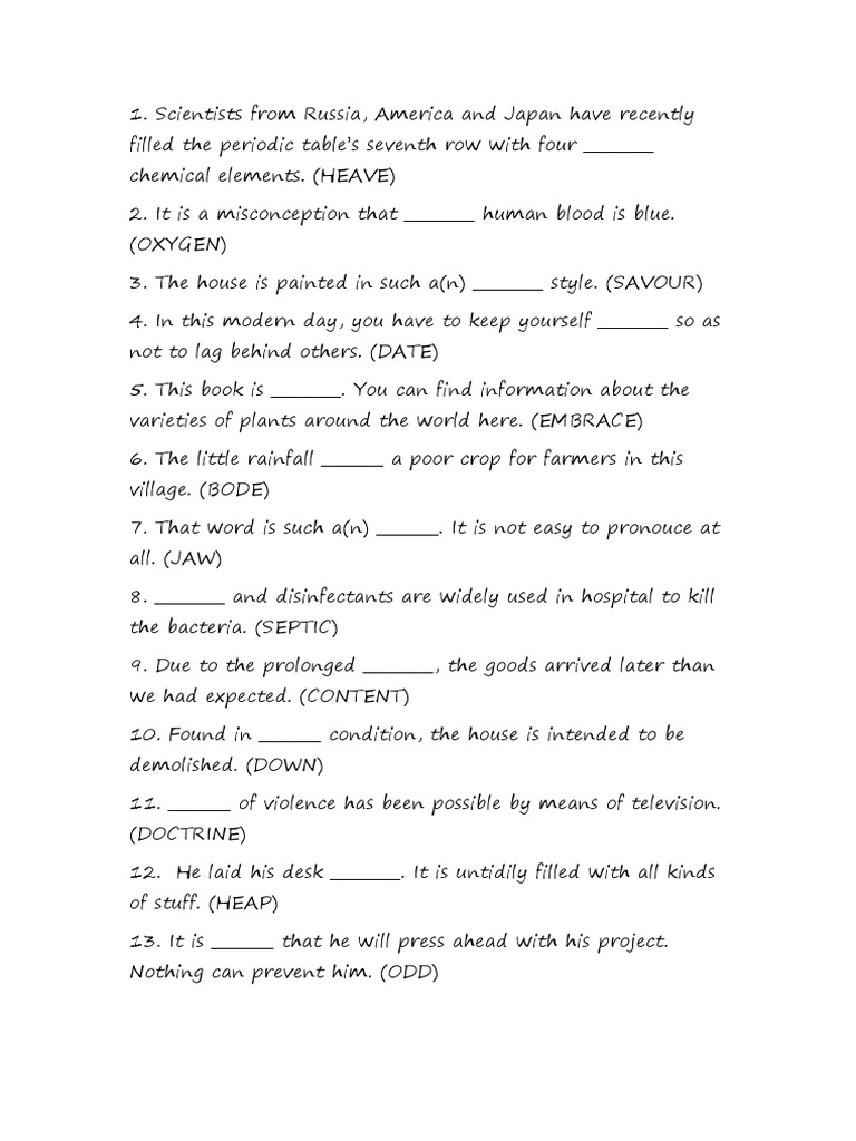 BT Word Forms | PDF | Nature