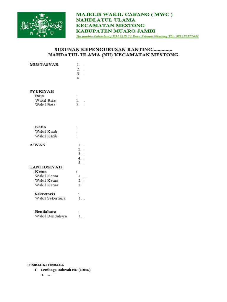 Sketsa Struktur Ranting Dan Tugas | PDF