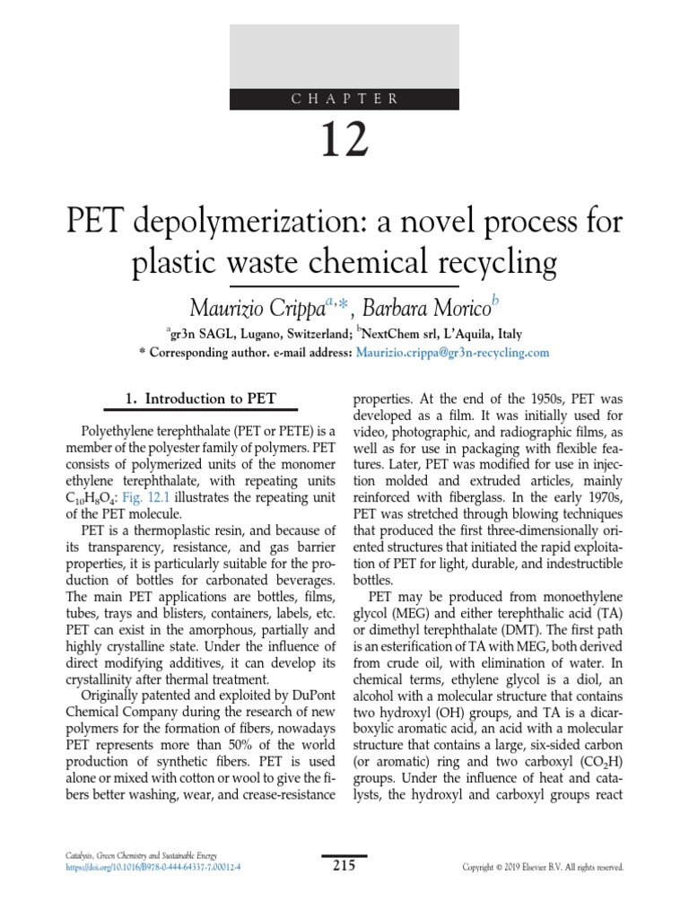 PET Depolymerization: A Novel Process For Plastic Waste Chemical ...