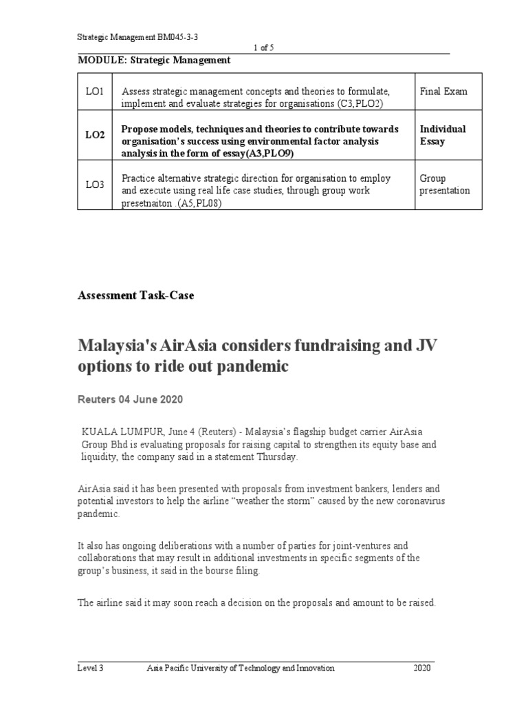 AirAsia Strategic Management Analysis | PDF | Mergers And Acquisitions ...