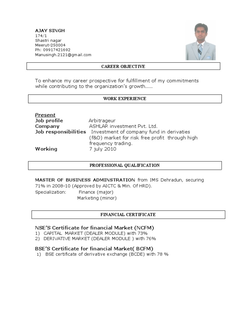 Ajay Resume | PDF | Financial Economics | Financial Markets