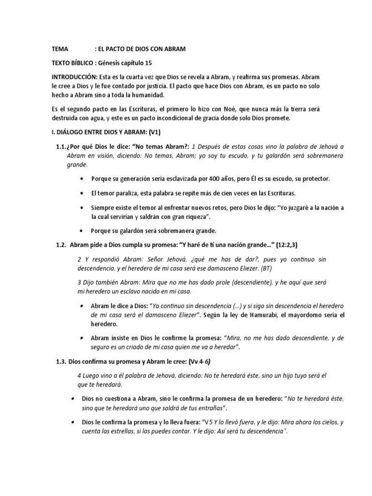Génesis Cap. 15 - EL PACTO DE DIOS CON ABRAM | PDF | Abrahán | Mitología
