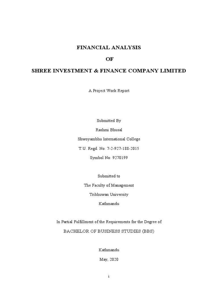 Financial Analysis: Title Page | PDF | Dividend | Market Liquidity