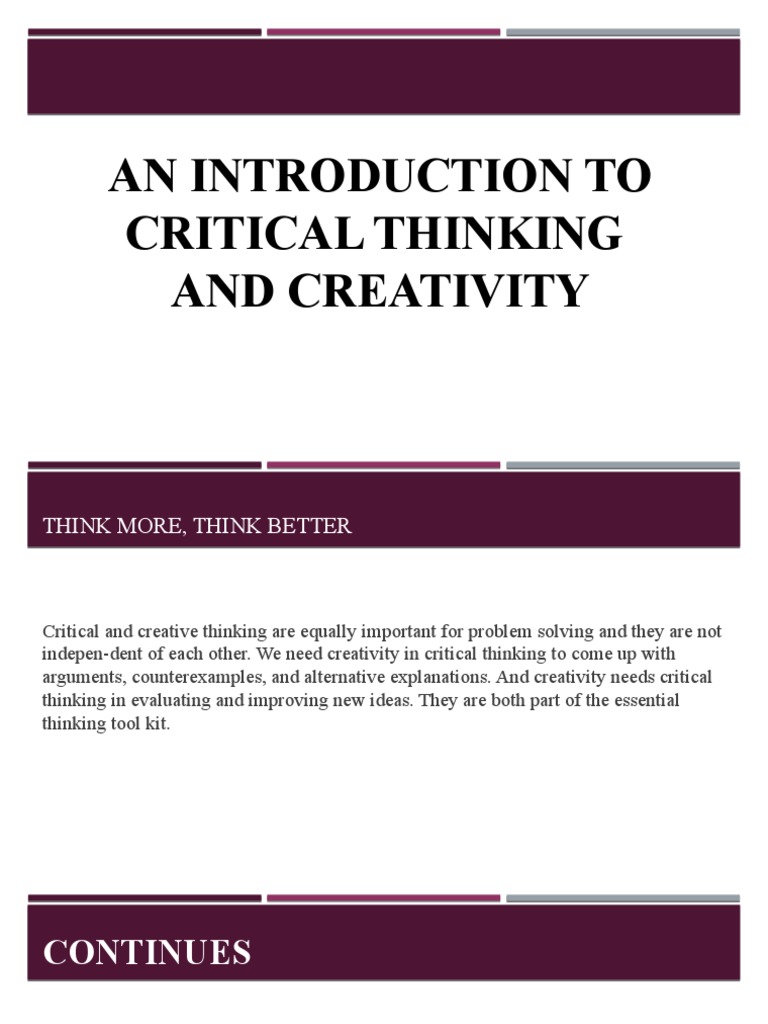 An INTRODUCTion To Critical Thinking | PDF | Critical Thinking | Thought