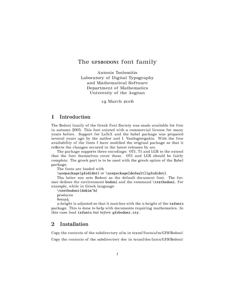 The Font Family PDF Integral Te X
