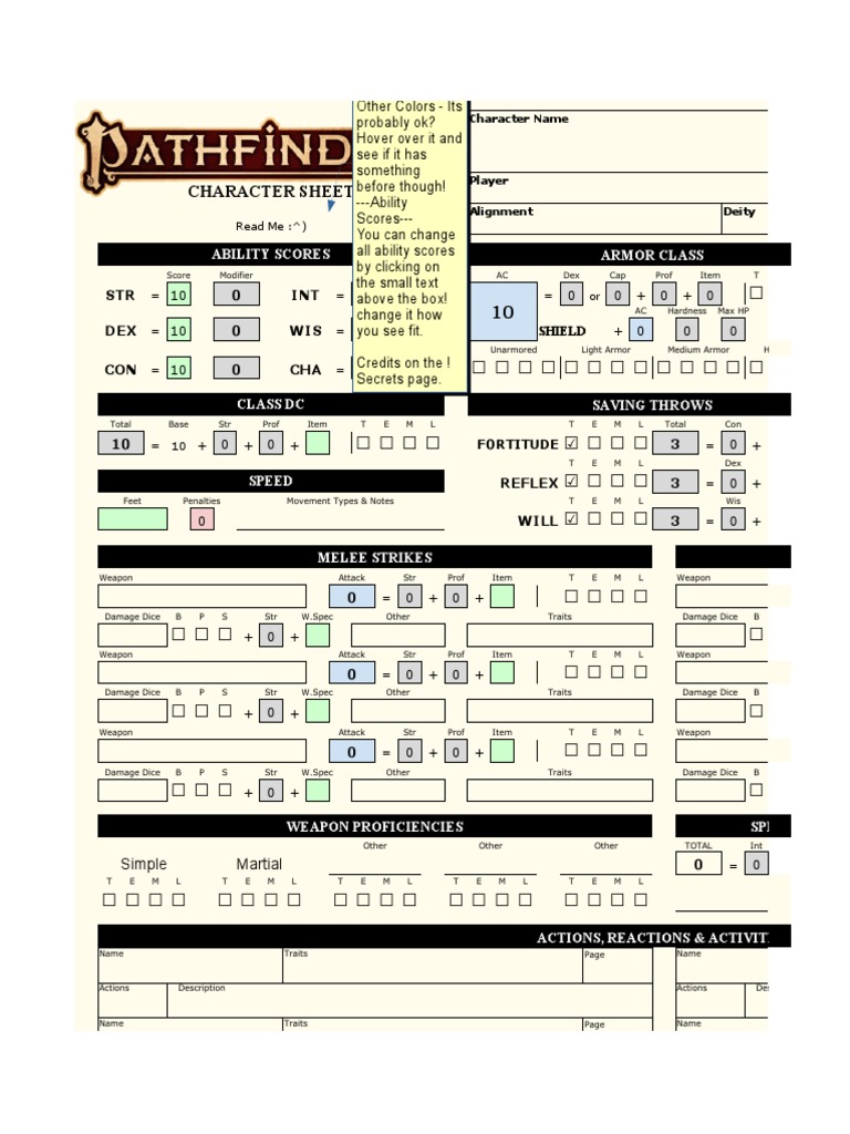 Pathfinder 2e Character Sheet | PDF | Fantasy Games | Tabletop Games