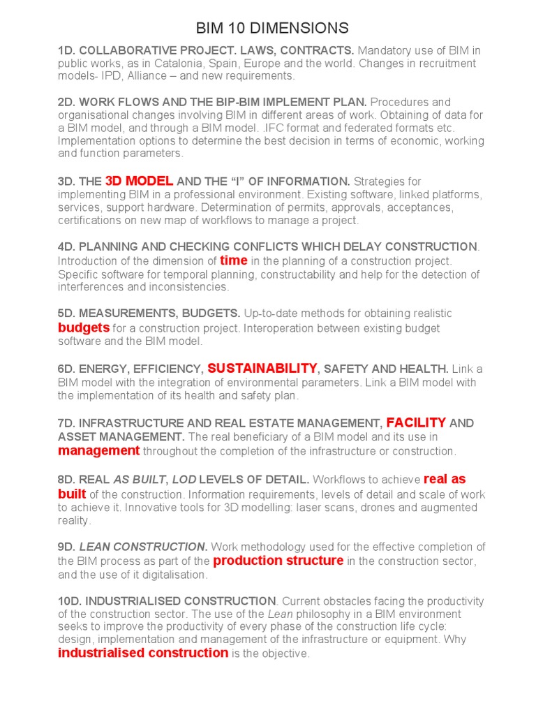 Bim 10 Dimensions | PDF | Building Information Modeling | Business