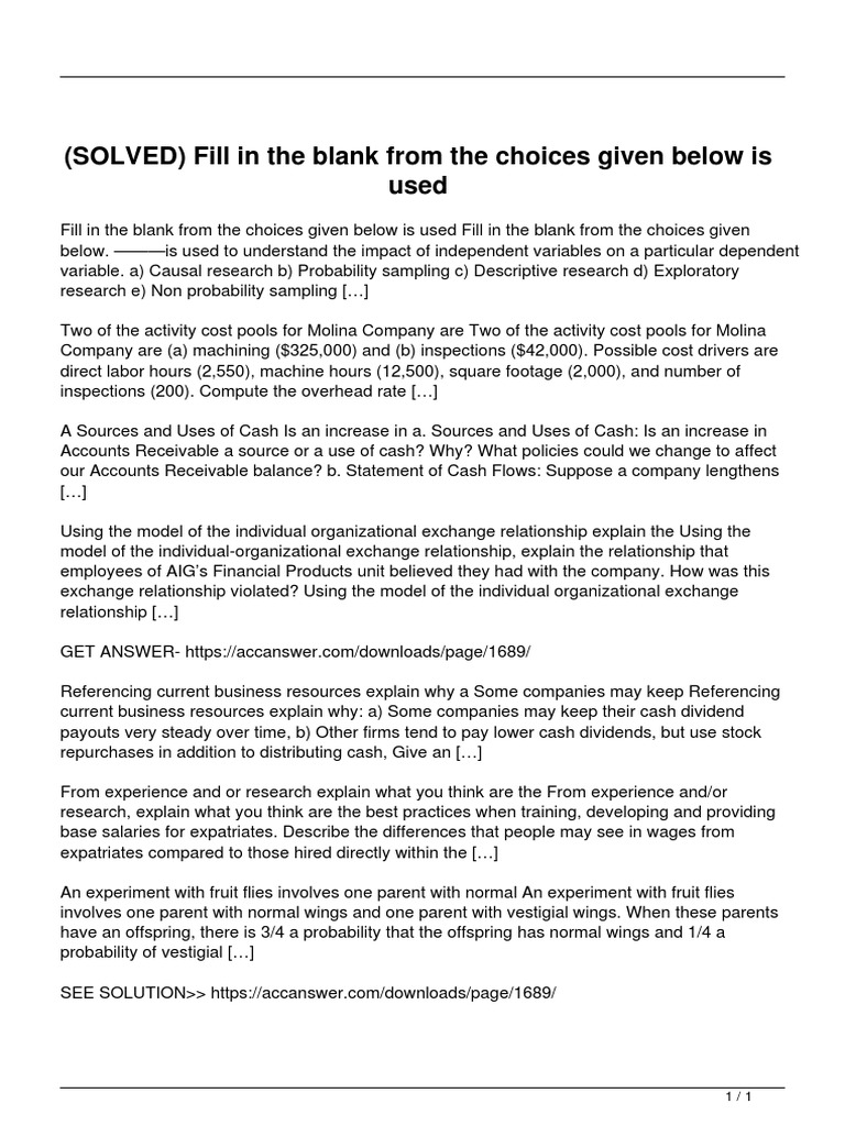 Solved Fill in The Blank From The Choices Given Below Is Used | PDF ... Solved Fill in The Blank From The Choices Given Below Is Used | PDF ...