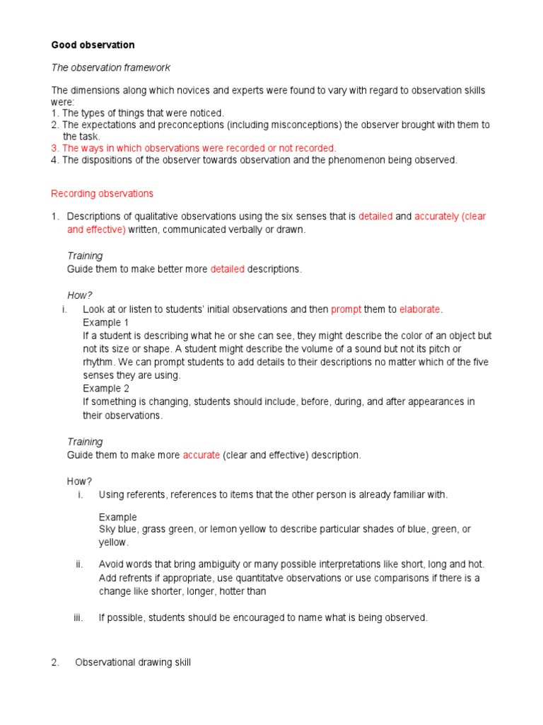 Good Observation | PDF | Observation | Expert