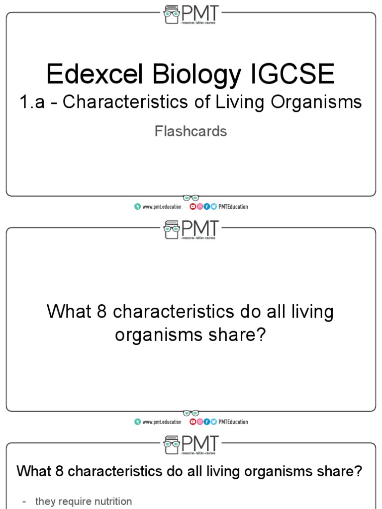 Flashcards - 1a Characteristics of Living Organisms - Edexcel Biology ...