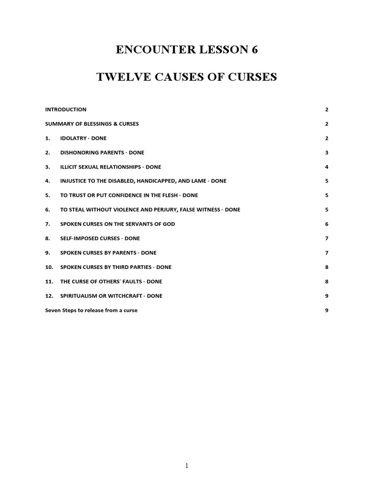 Encounter Lesson 6 Twelve Causes of Curses | Download Free PDF | Ham ...