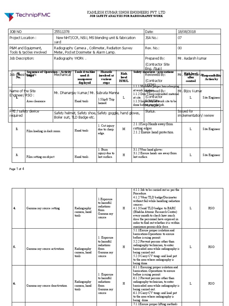 JSA Formet New Radiography Work | PDF | Safety | Nature
