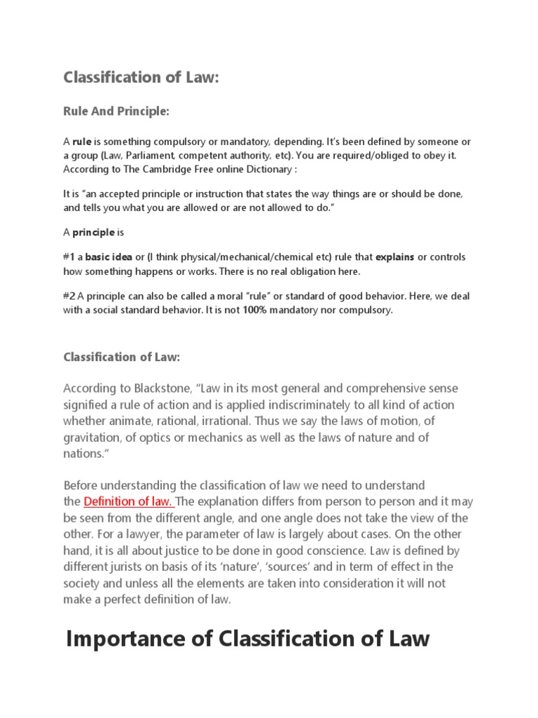 Overview of Law Classification Types | PDF | Crime & Violence | Crime ...